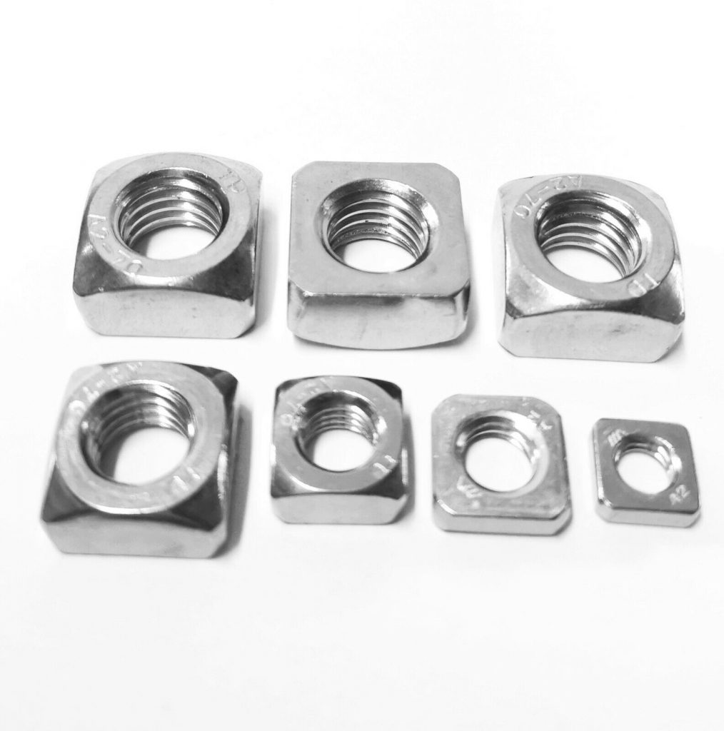 Vierkantmuttern Edelstahl DIN 562 A2 niedrige Form VA M2 M3 M4 M5 M6 M8 ...